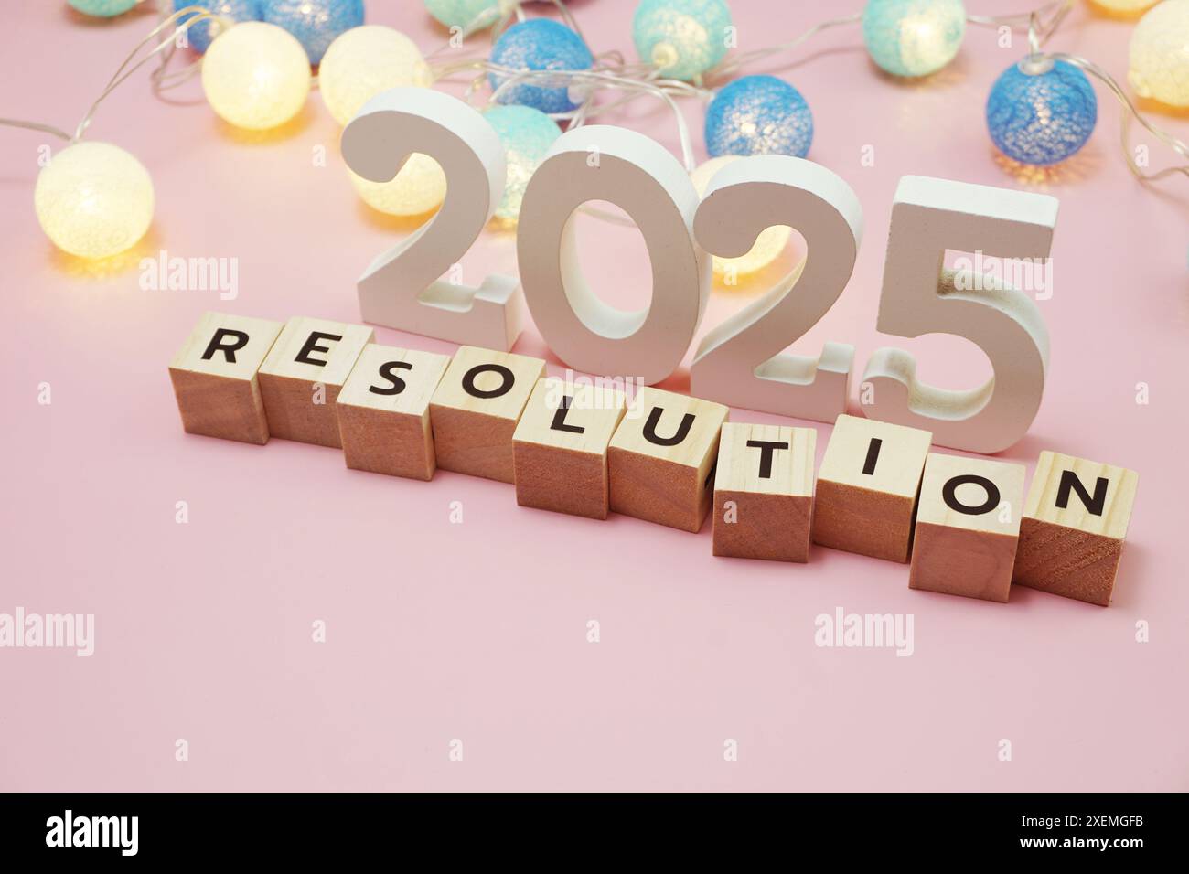 Resolution 2025 word alphabet letters on pink background Stock Photo ...