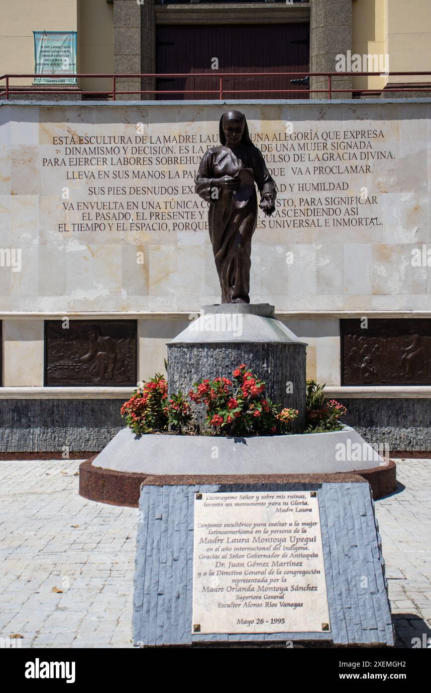 Medellin, Colombia - January 17, 2024: Statue of the Holy Mother Laura ...