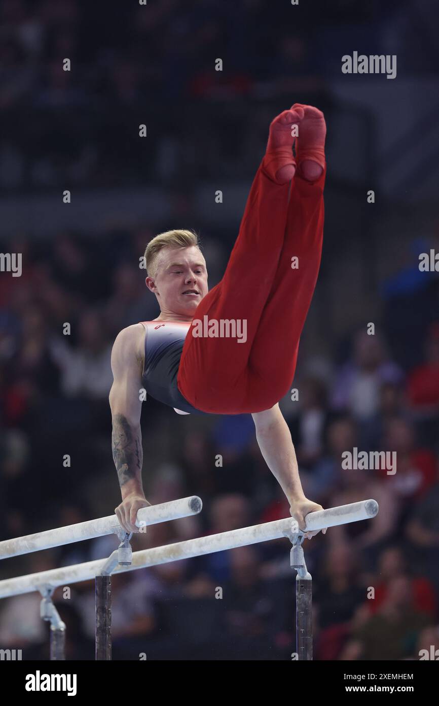 June 27, 2024: Gymnast Cameron Bock during the 2024 U.S. Olympic Trials ...