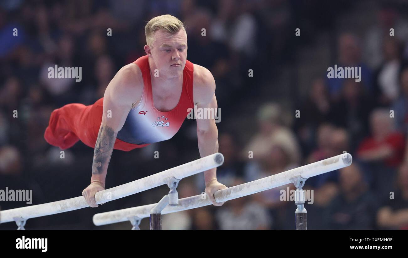 June 27, 2024: Gymnast Cameron Bock during the 2024 U.S. Olympic Trials ...