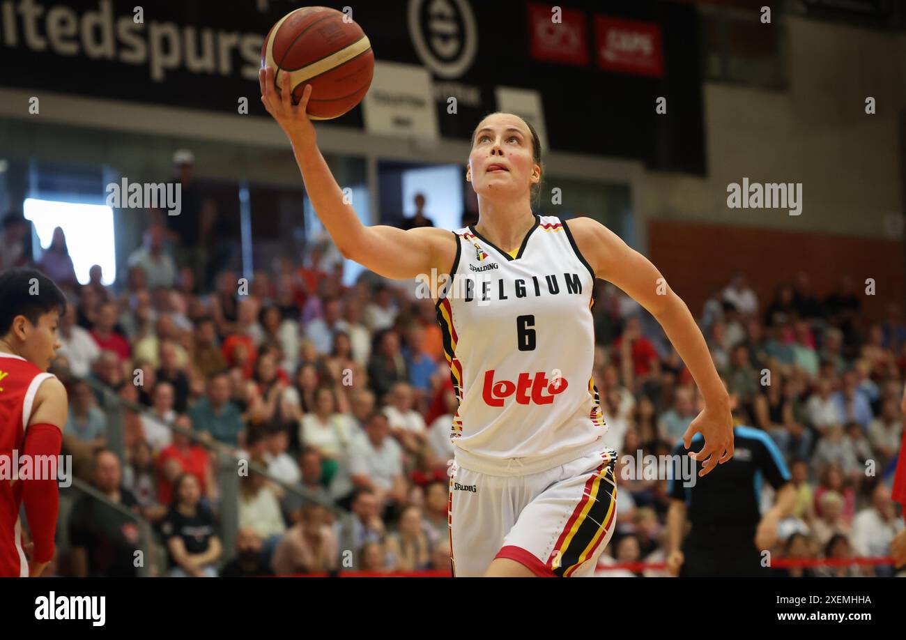 Kortrijk, Belgium. 28th June, 2024. Belgium's Antonia Delaere fights ...