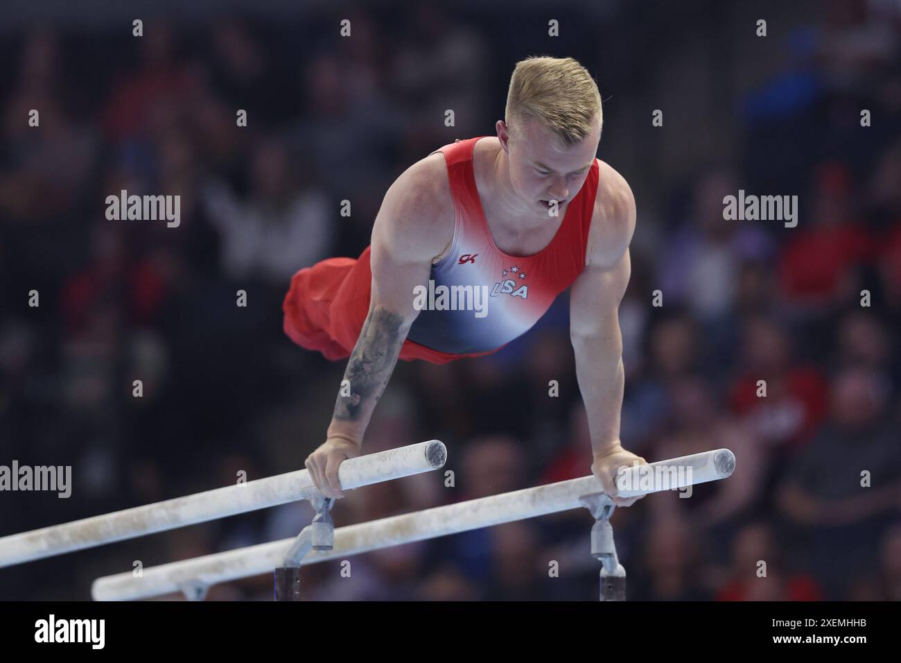 June 27, 2024: Gymnast Cameron Bock during the 2024 U.S. Olympic Trials ...