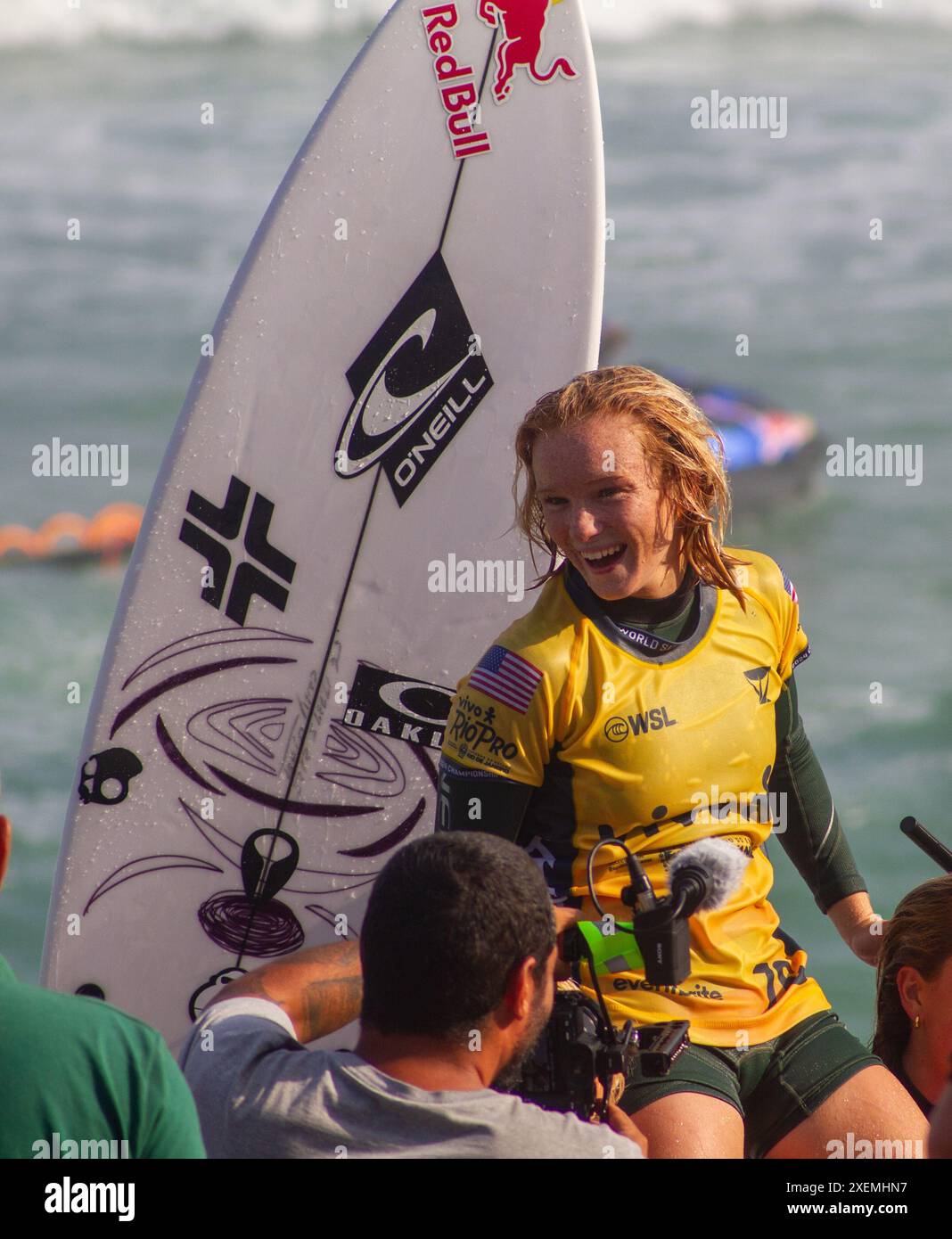 Saquarema, Brazil. 28th June, 2024. catlim Simmers (USA), champion of the WSL VIVO RIO PRO 2024 ...