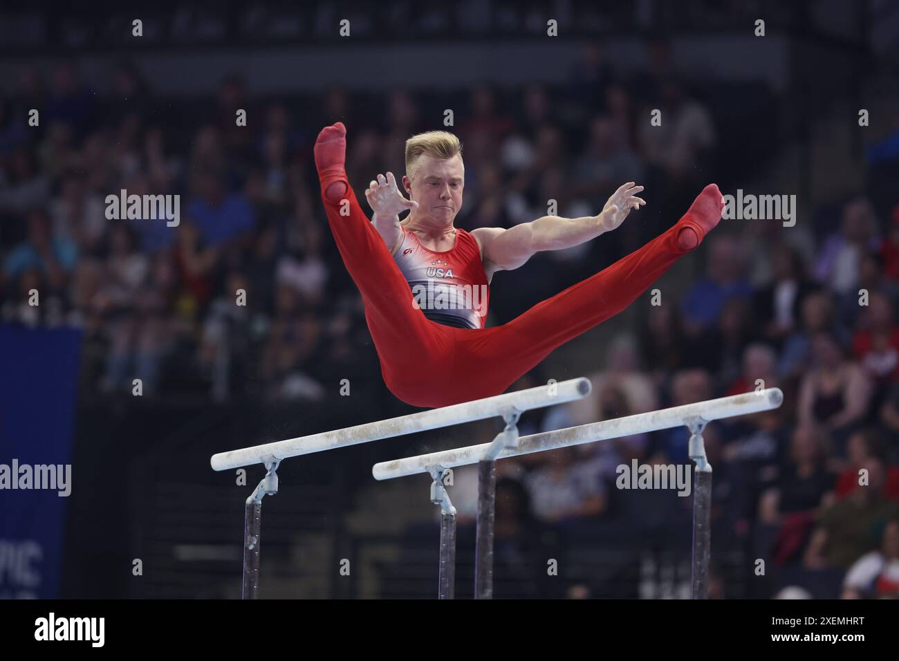 June 27, 2024: Gymnast Cameron Bock during the 2024 U.S. Olympic Trials ...