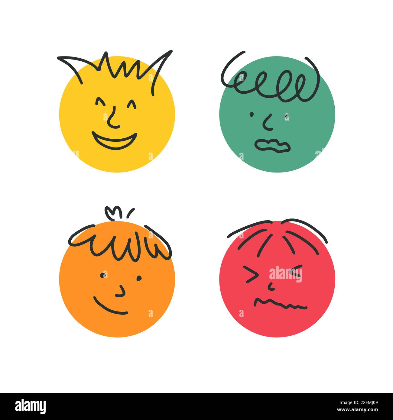 Four Emotions Faces Stock Vector Image & Art - Alamy