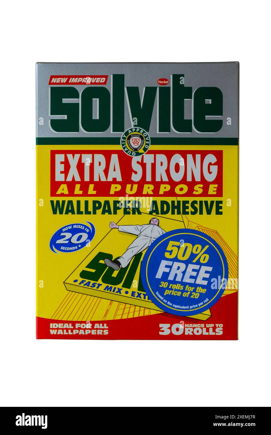 Box of new improved Solvite extra strong all purpose wallpaper adhesive ...
