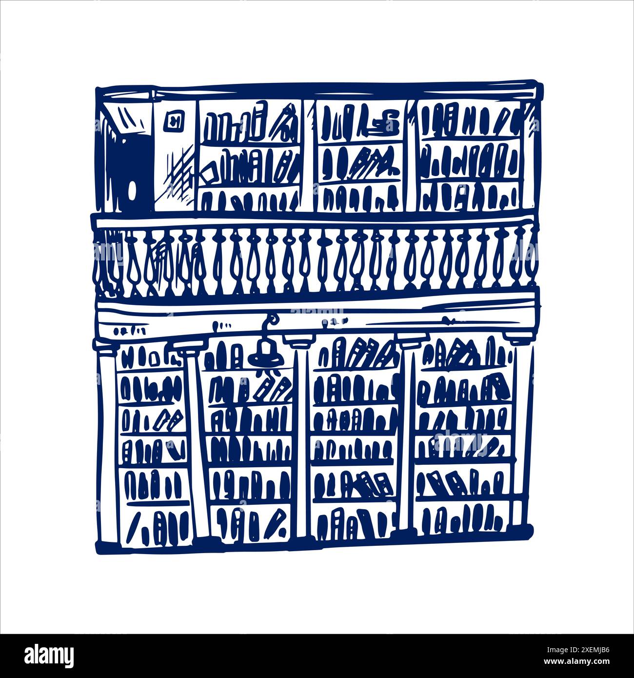 Library Bookshelves Sketch Stock Vector Image & Art - Alamy