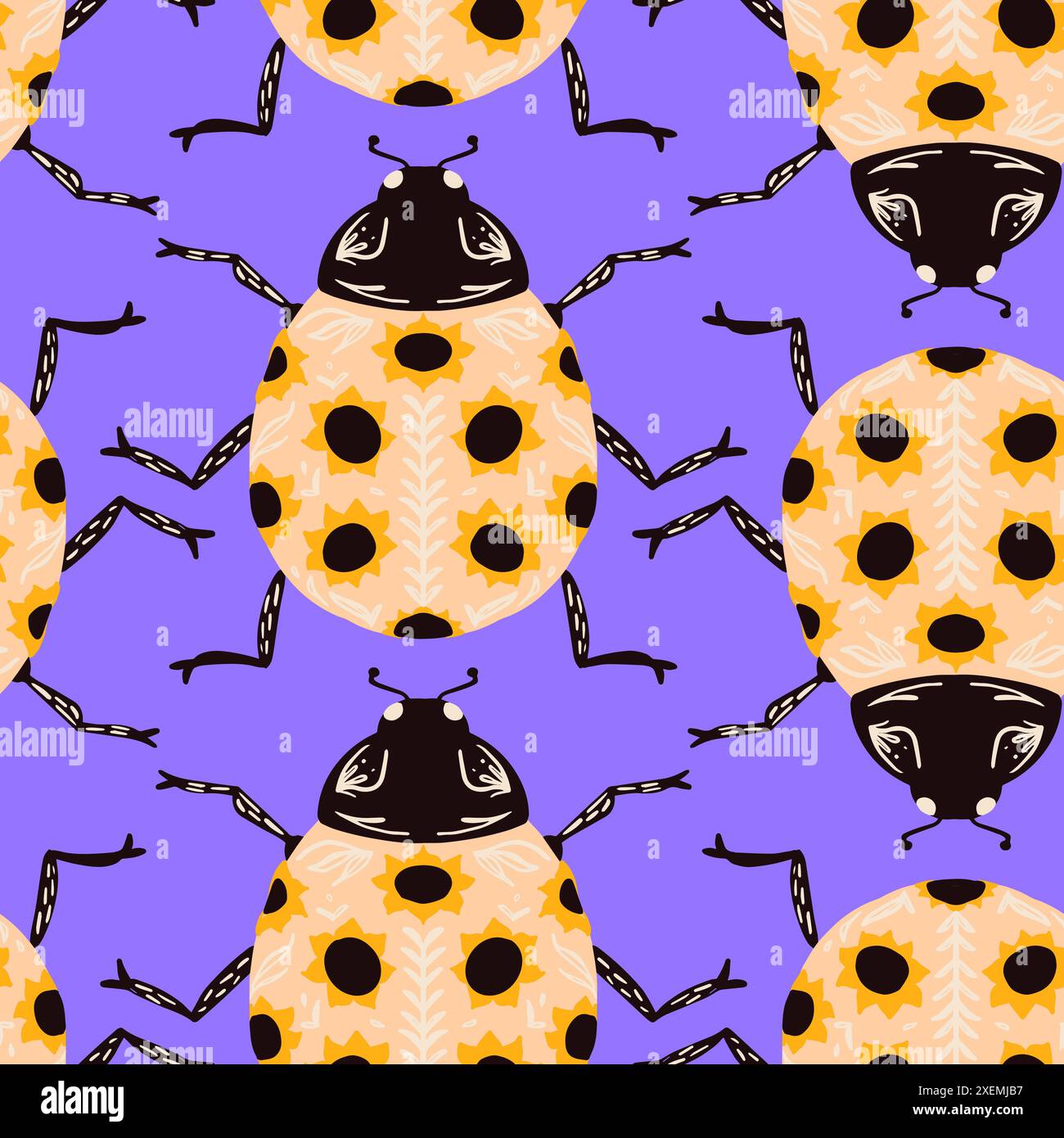 Sunflower Ladybug Seamless Pattern Stock Vector Image & Art - Alamy