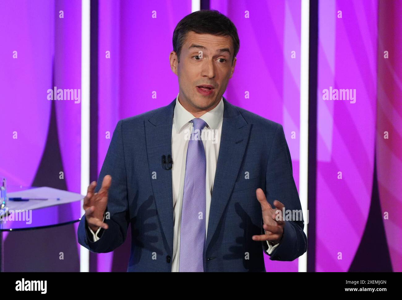 Green Party co-leader Adrian Ramsay speaking during a BBC Question Time ...