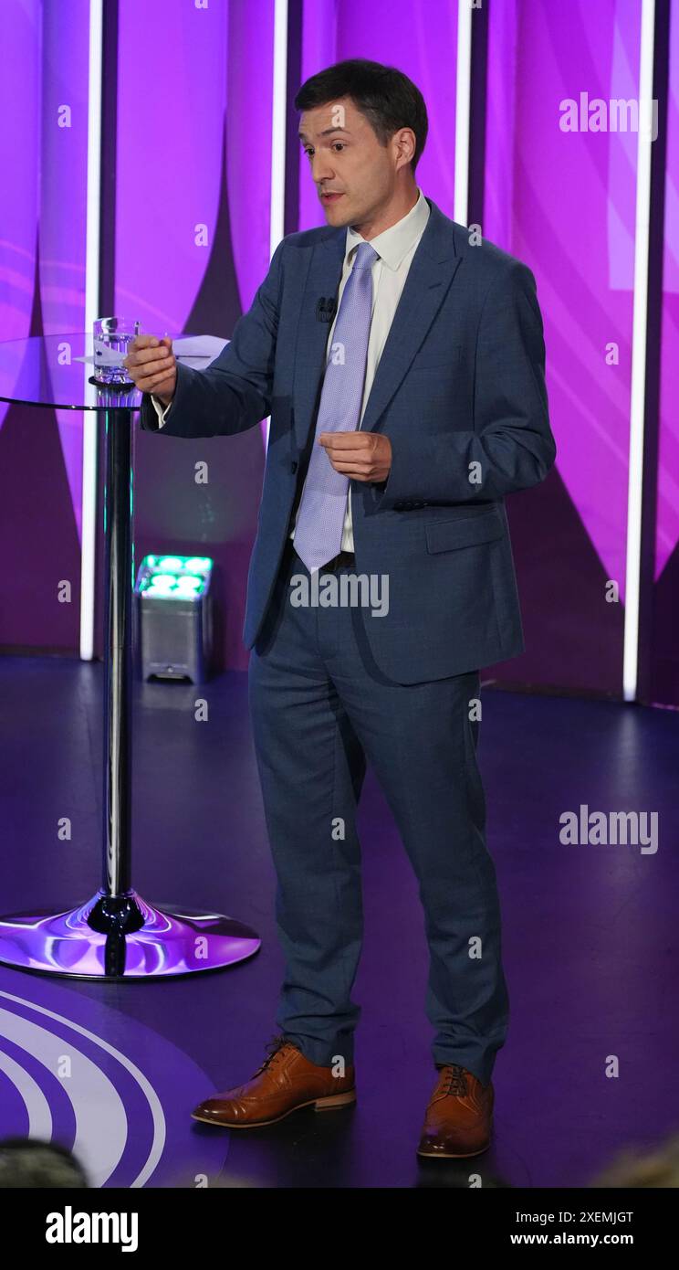 Green Party co-leader Adrian Ramsay speaking during a BBC Question Time ...