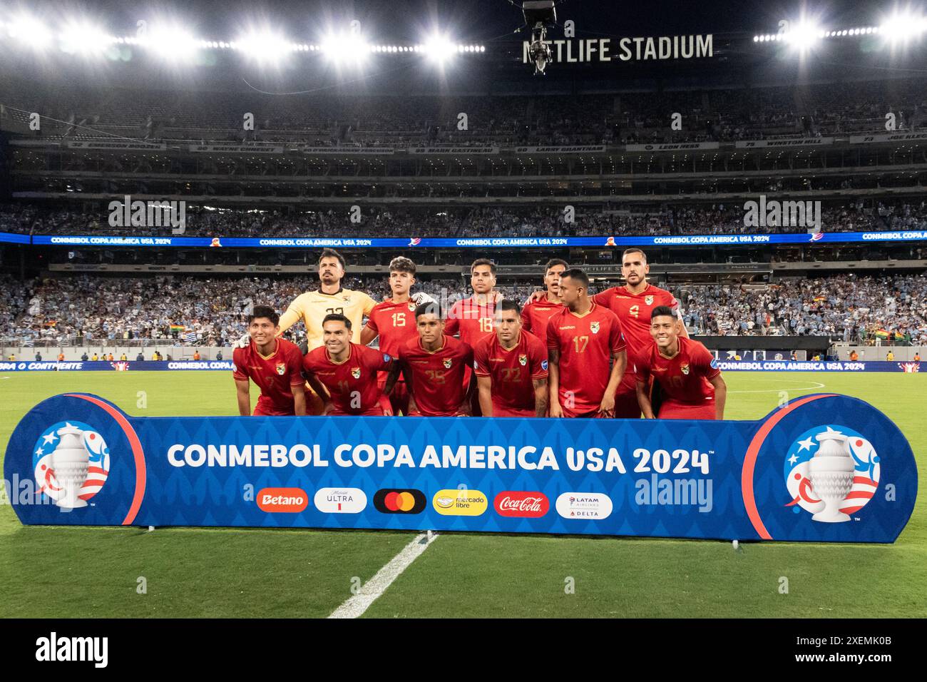 Bolivia starting eleven pose before group stage game against Uruguay ...