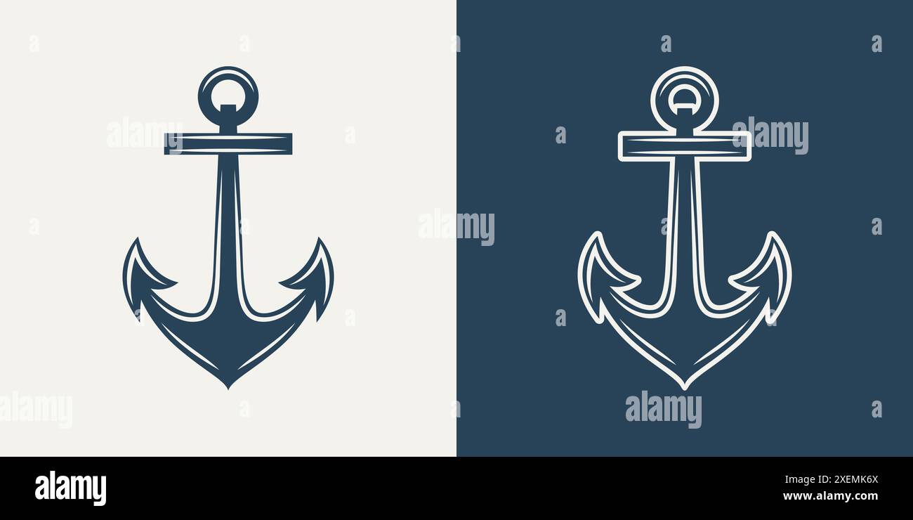 Vector Anchors. Anchor Silhouette Icon Set. Anchor with Outline. Anchor Design Template. Vector ...