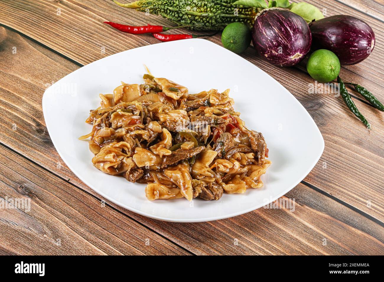 Tibetian cuisine - thenthuk noodles with beef and spices Stock Photo ...