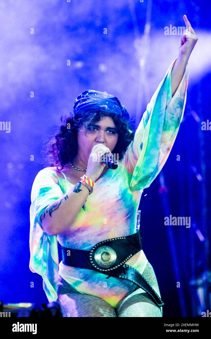 Glastonbury, UK. 28 Jun , 2024. American singer and songwriter Remi ...