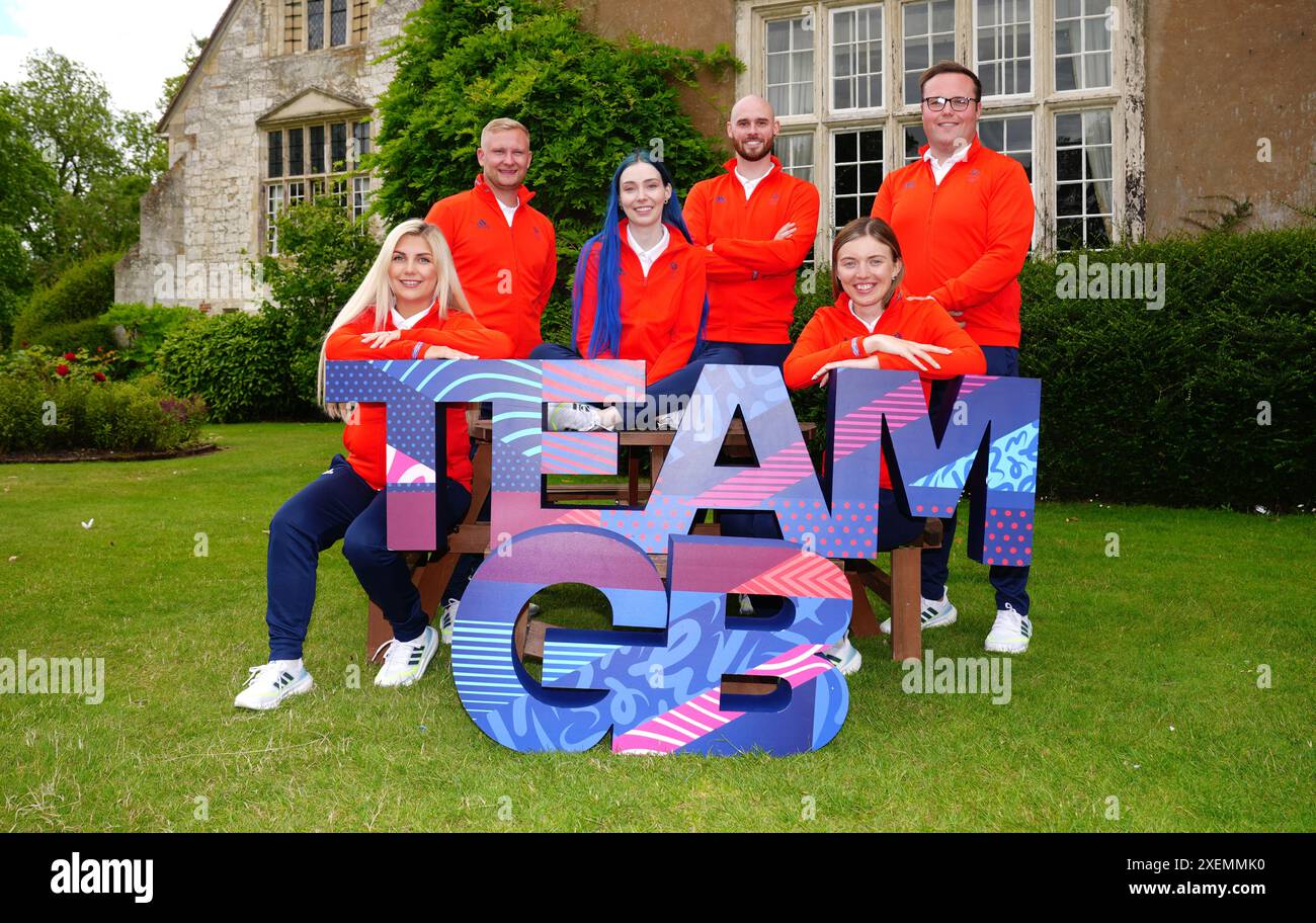 Team GB Olympic Shooting team left to right Amber Rutter, Nathan Hales ...