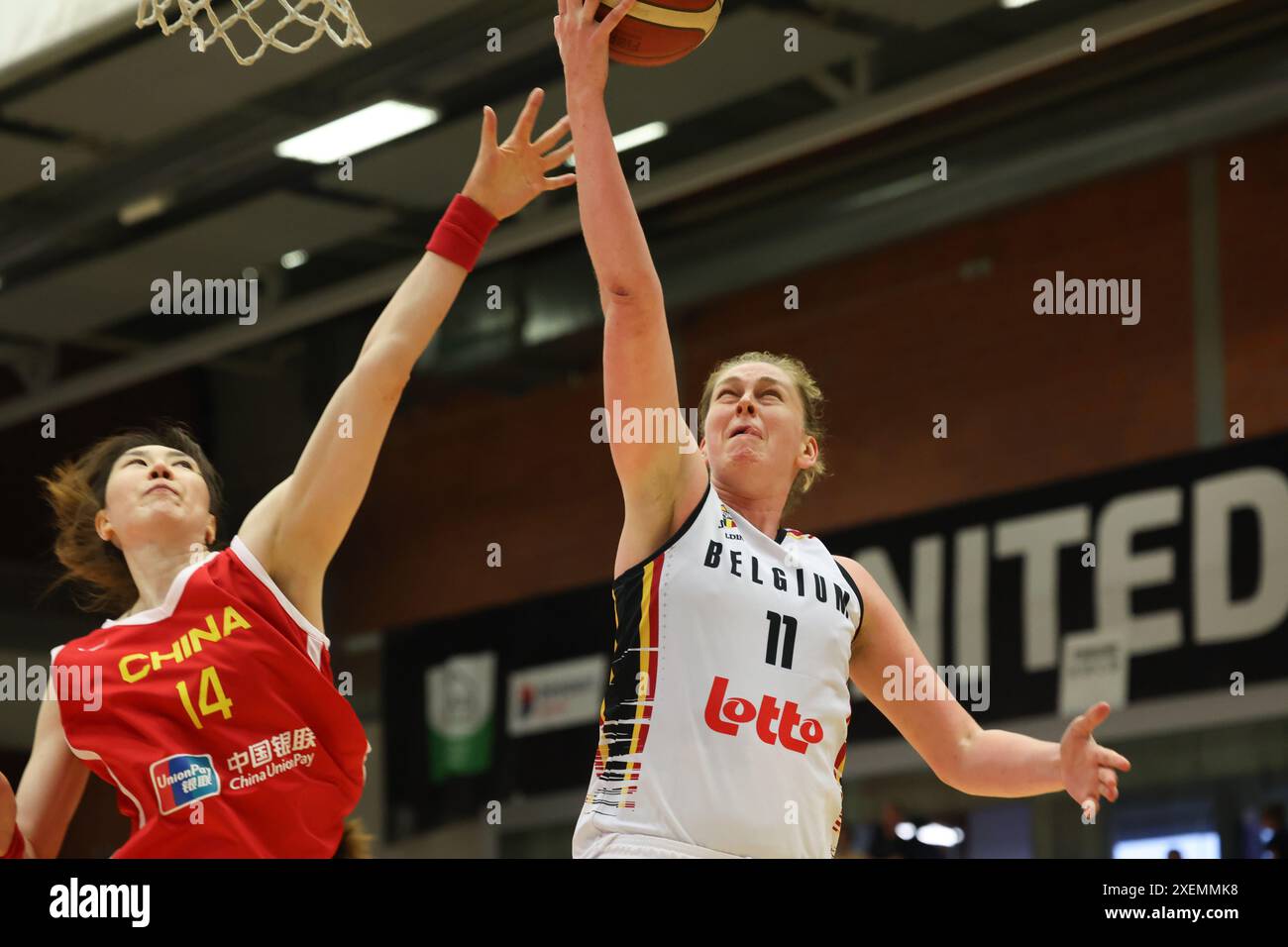Kortrijk, Belgium. 28th June, 2024. China's Sun Mengran and Belgian ...
