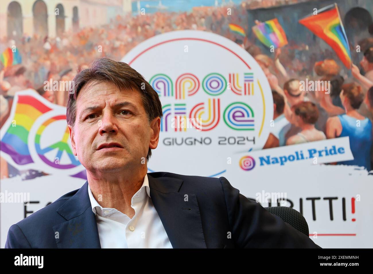 Naples, Italy, 28 June 2024. The president of the 5 Star Movement ...