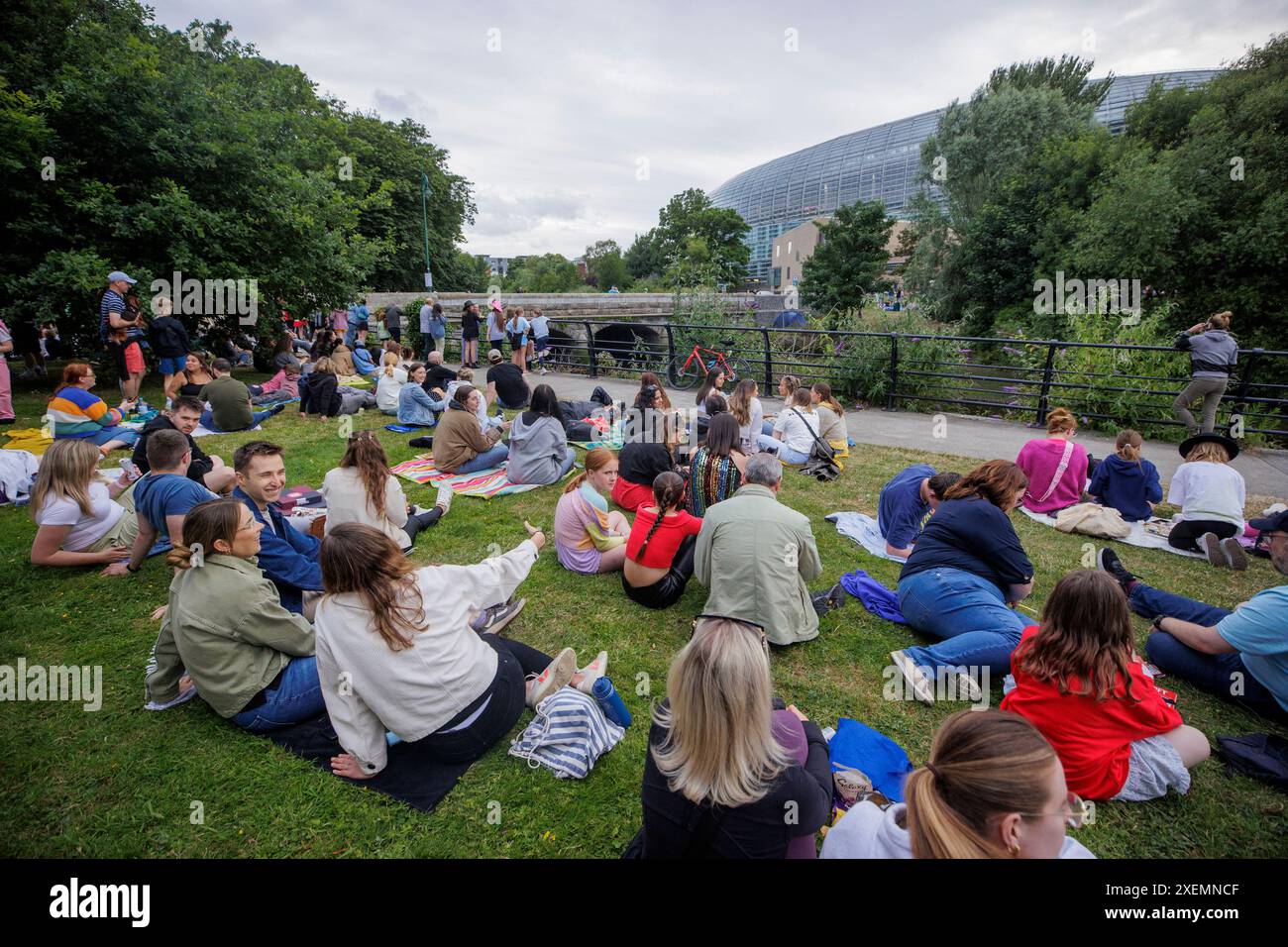 EDITORIAL USE ONLY Taylor Swift fans outside the Aviva Stadium in ...