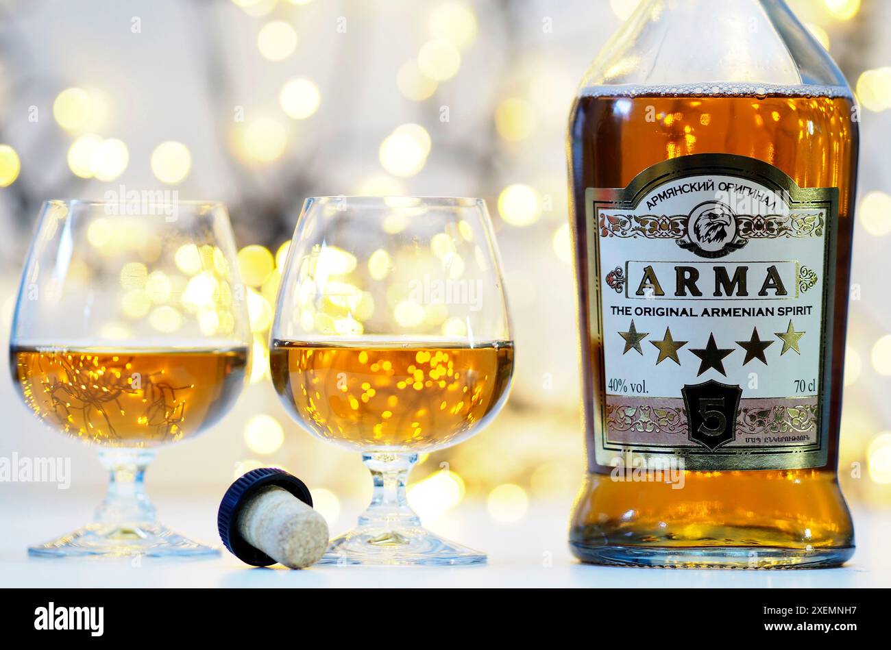 Passau, Germany - - June 28, 2024: Armenian Brandy Arma seen at the bar ...
