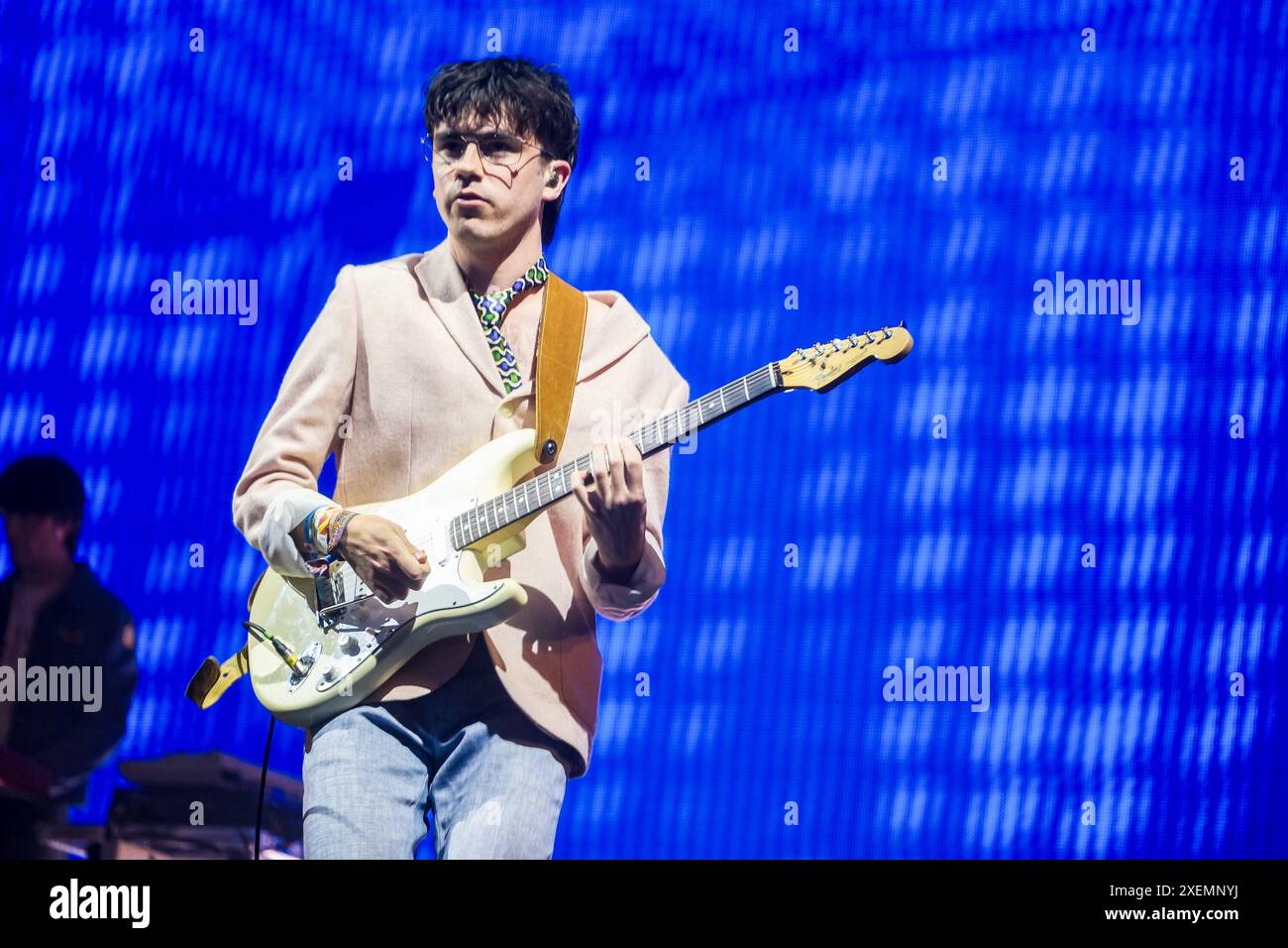 Glastonbury, UK. 28th June, 2024. Declan Mckenna seen performing on the ...