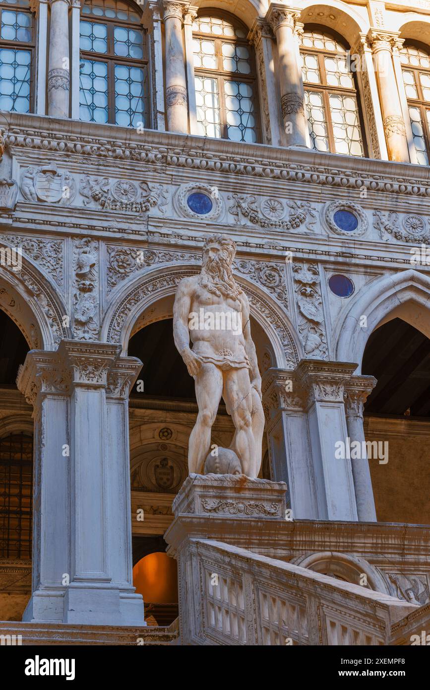 Statue of Neptune on the Giants' Staircase in the courtyard of the Doge ...