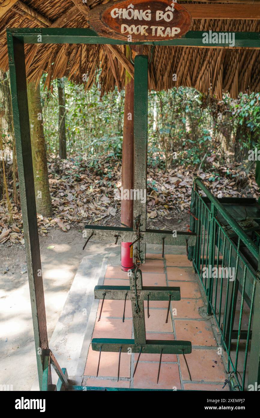 Ho Chi Minh City, Vietnam - 2 Feb, 2024: Vietnam war era vietcong booby ...