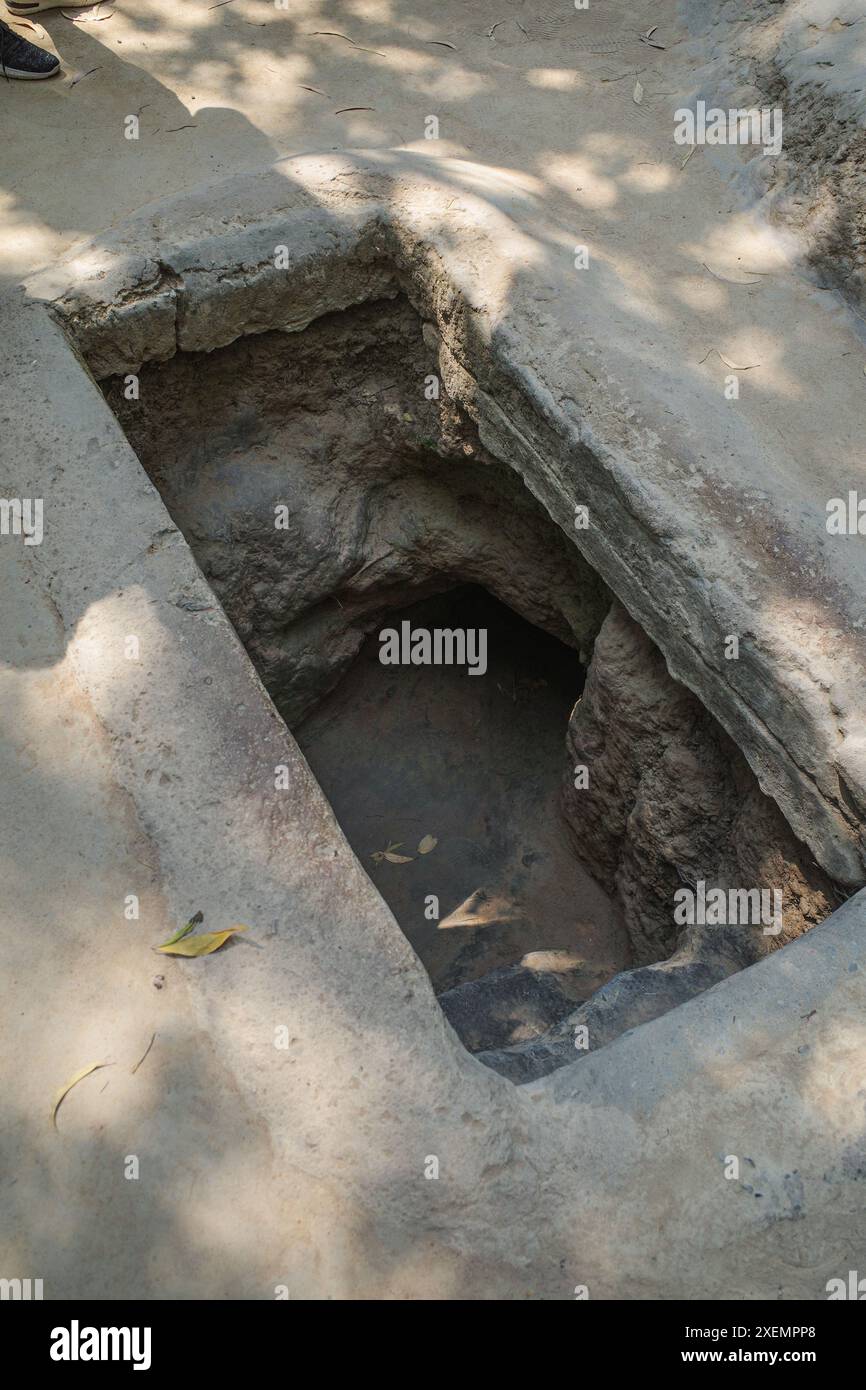 Ho Chi Minh City, Vietnam - 2 Feb, 2024: Vietnam war era vietcong booby ...