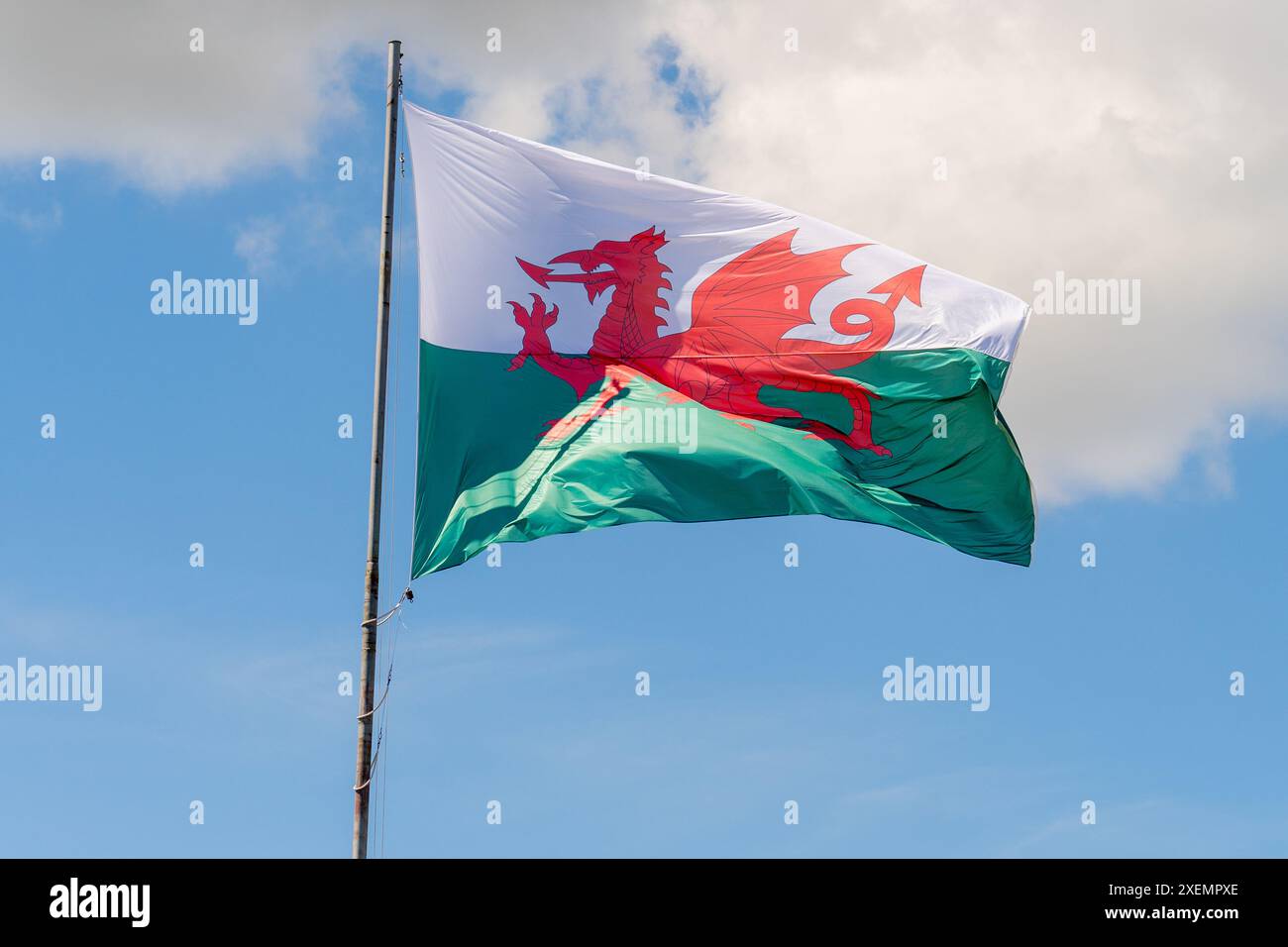 The Welsh flag, also known as Baner Cymru or Y Ddraig Goch, features a ...