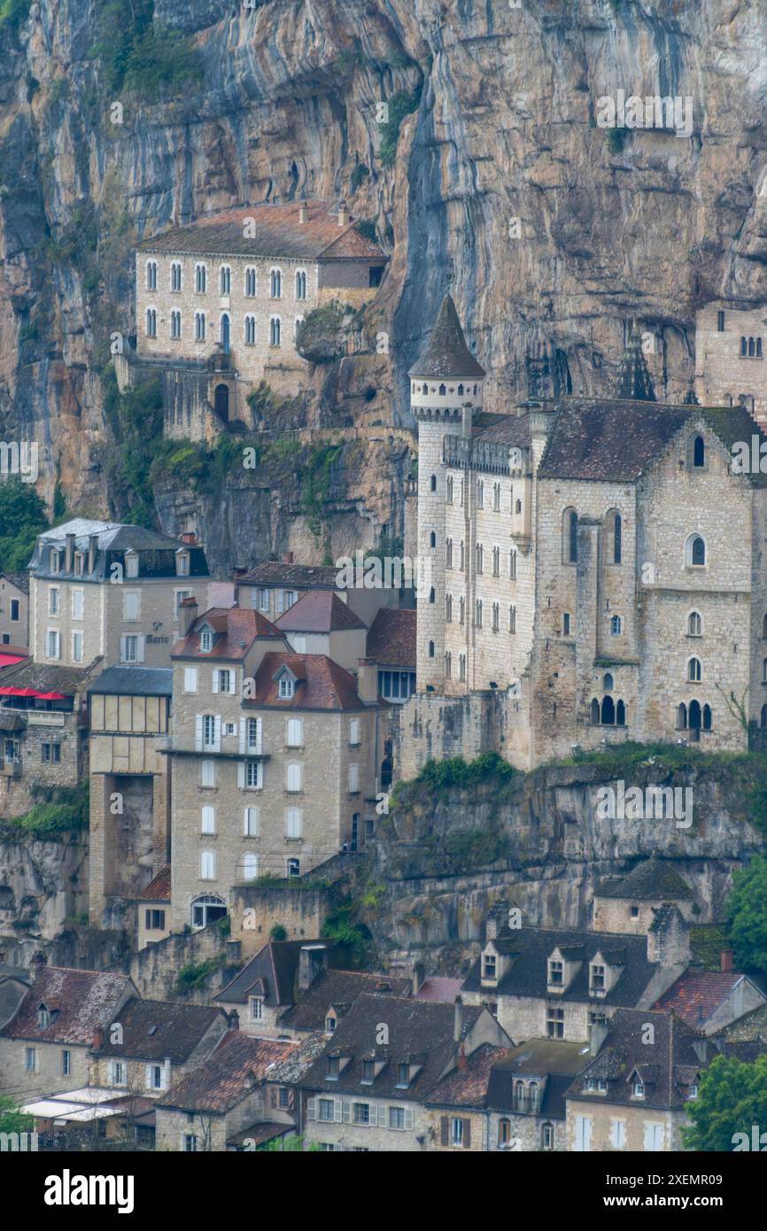 Rocamadour medieval village located on pilgrims route in Lot department ...