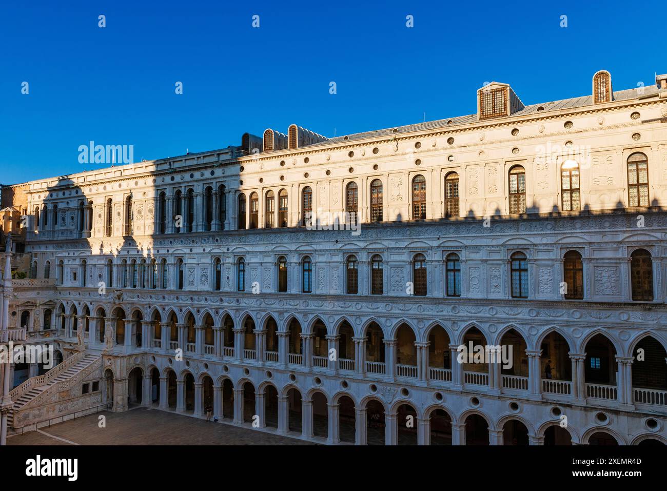 Expansive view of the decorative stone work on the columns and arches ...