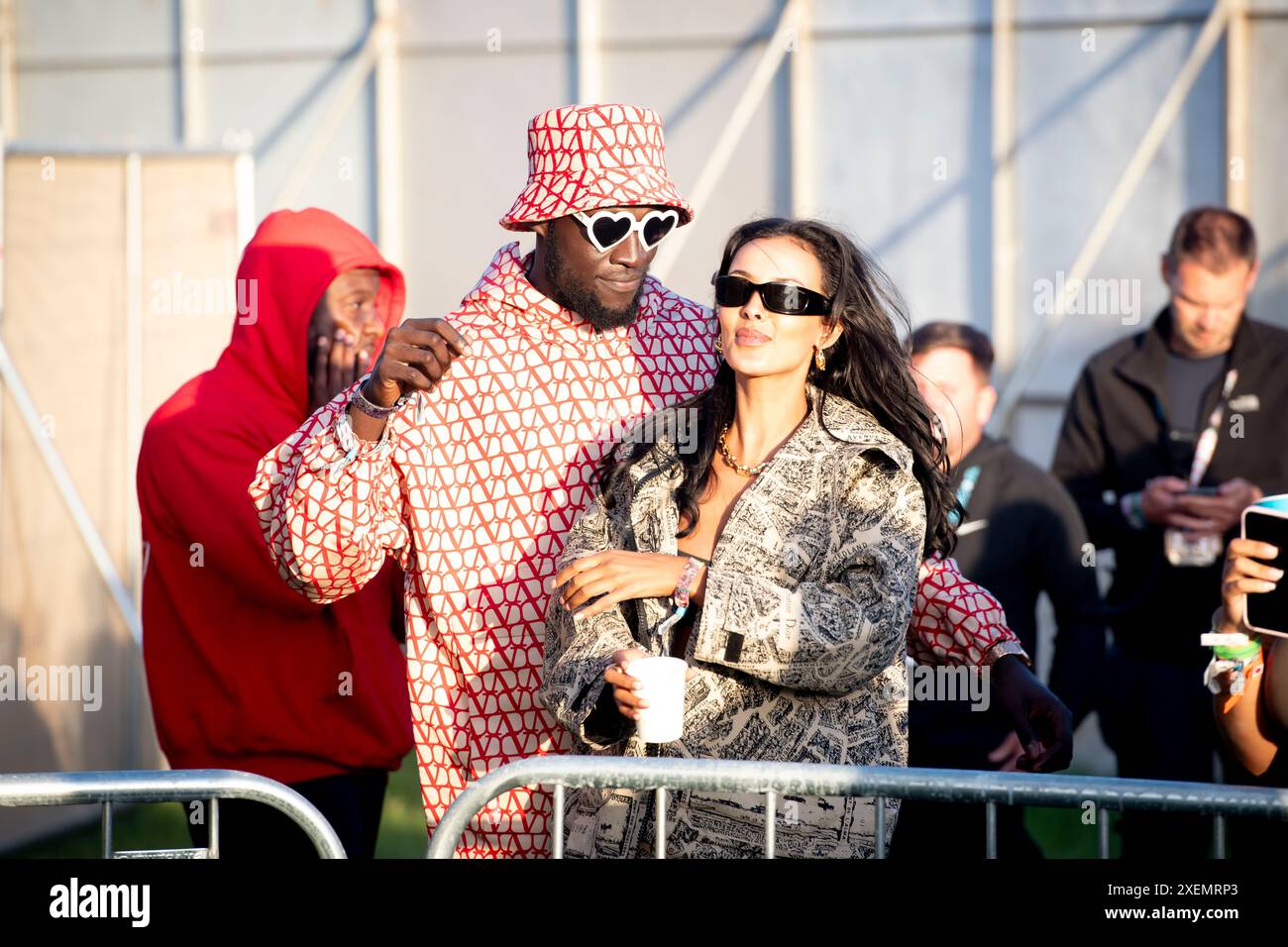 Glastonbury, UK. Day 3, 28 June 2024. Stormzy and girlfriend Maja Jama ...