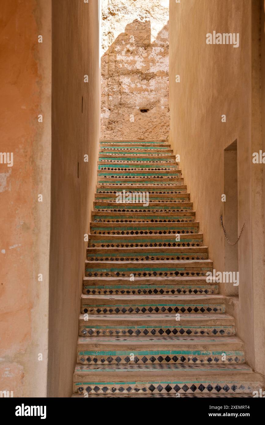Morocco, Marrakech. Badii Palace detail Stock Photo - Alamy