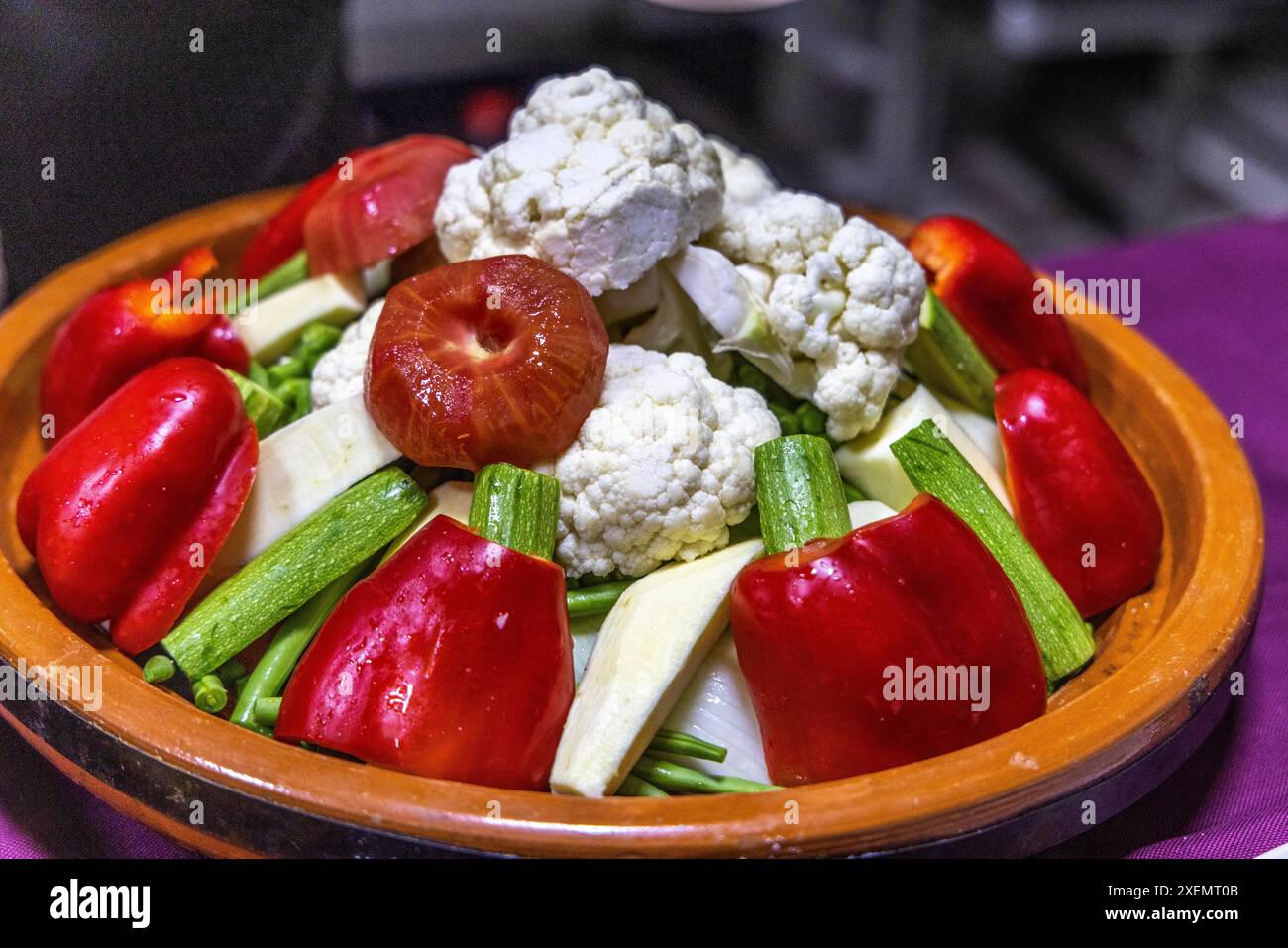 Morocco, Taroudant Province. Hotel Dar Zitoune, cooking food in a ...
