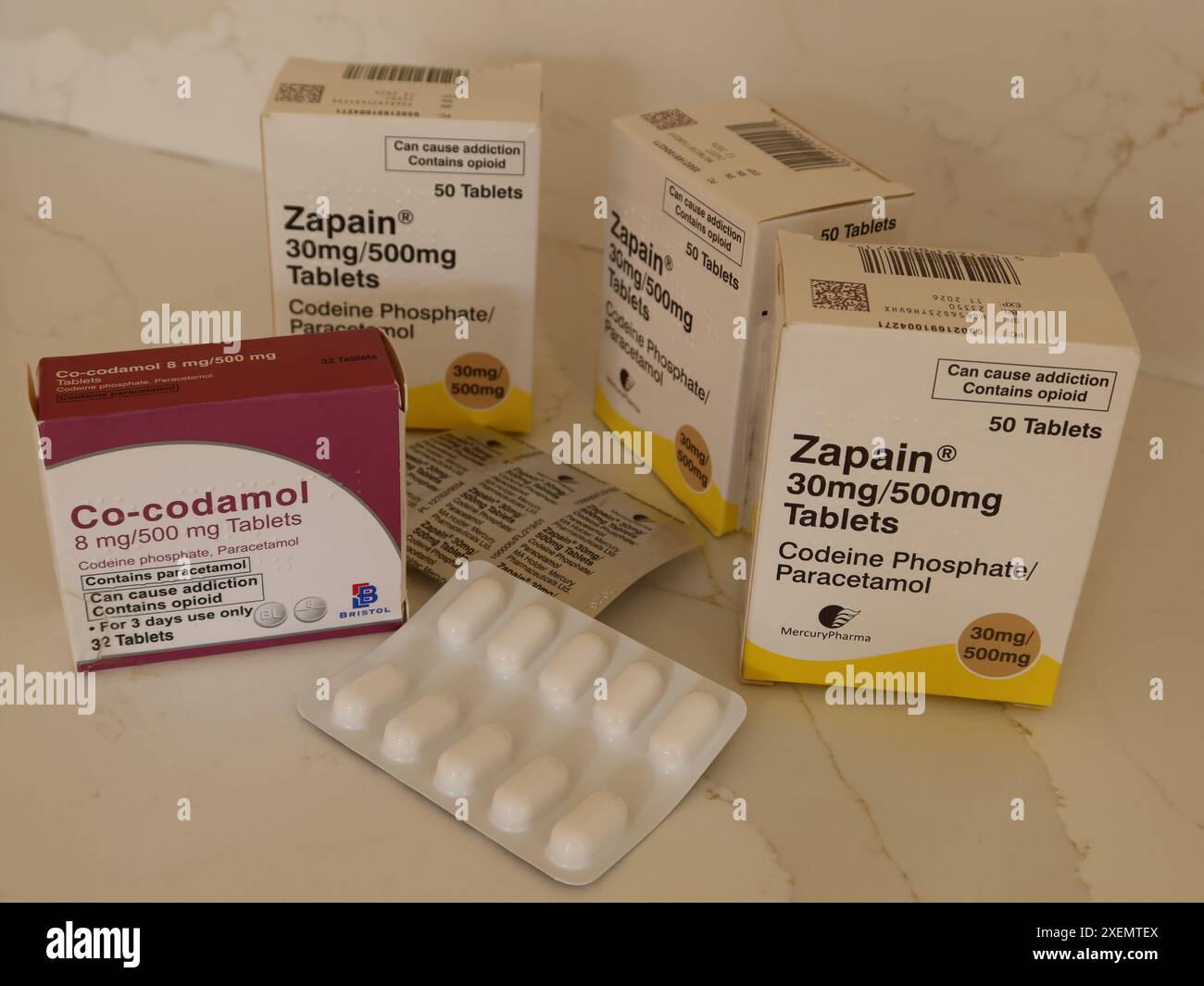 Forms of codeine / paracetamol tablets in different opioid strengths for prescription pain ...