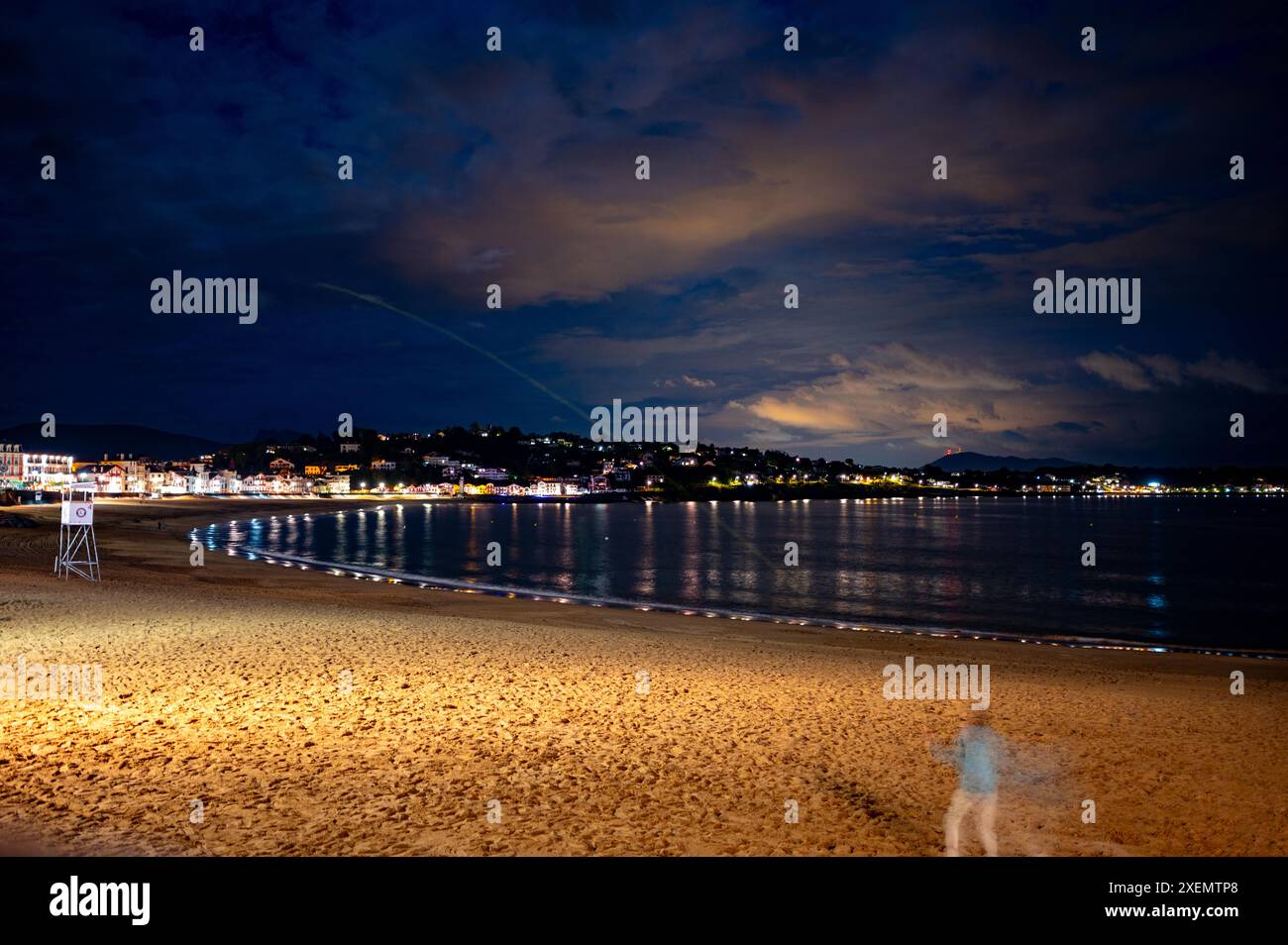 Ciboure and Saint-Jean-de-Luz bay and sandy beach on Basque coast on ...