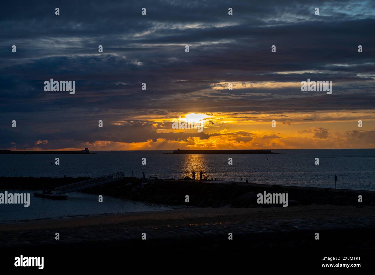 Ciboure and Saint-Jean-de-Luz bay and sandy beach on Basque coast on ...