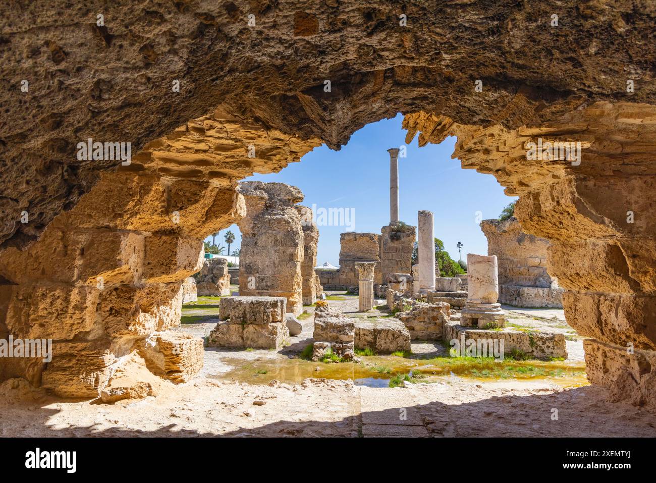Baths of Antoninus, Carthage, Tunis, Tunisia. Roman ruins of the Baths of Antoninus in Carthage ...
