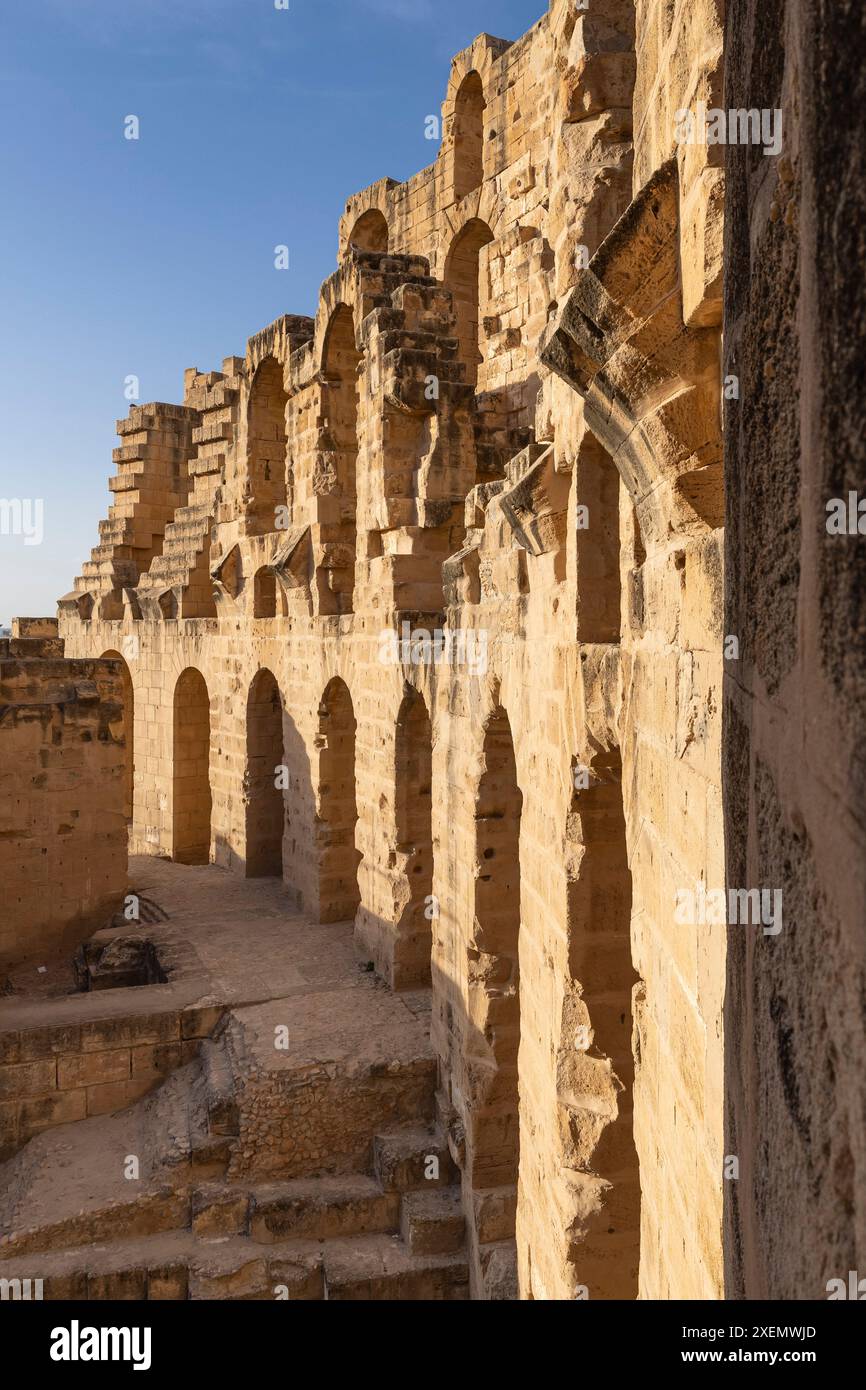 El Jem, Mahdia, Tunisia. Interior of the amphitheater of the Roman ...