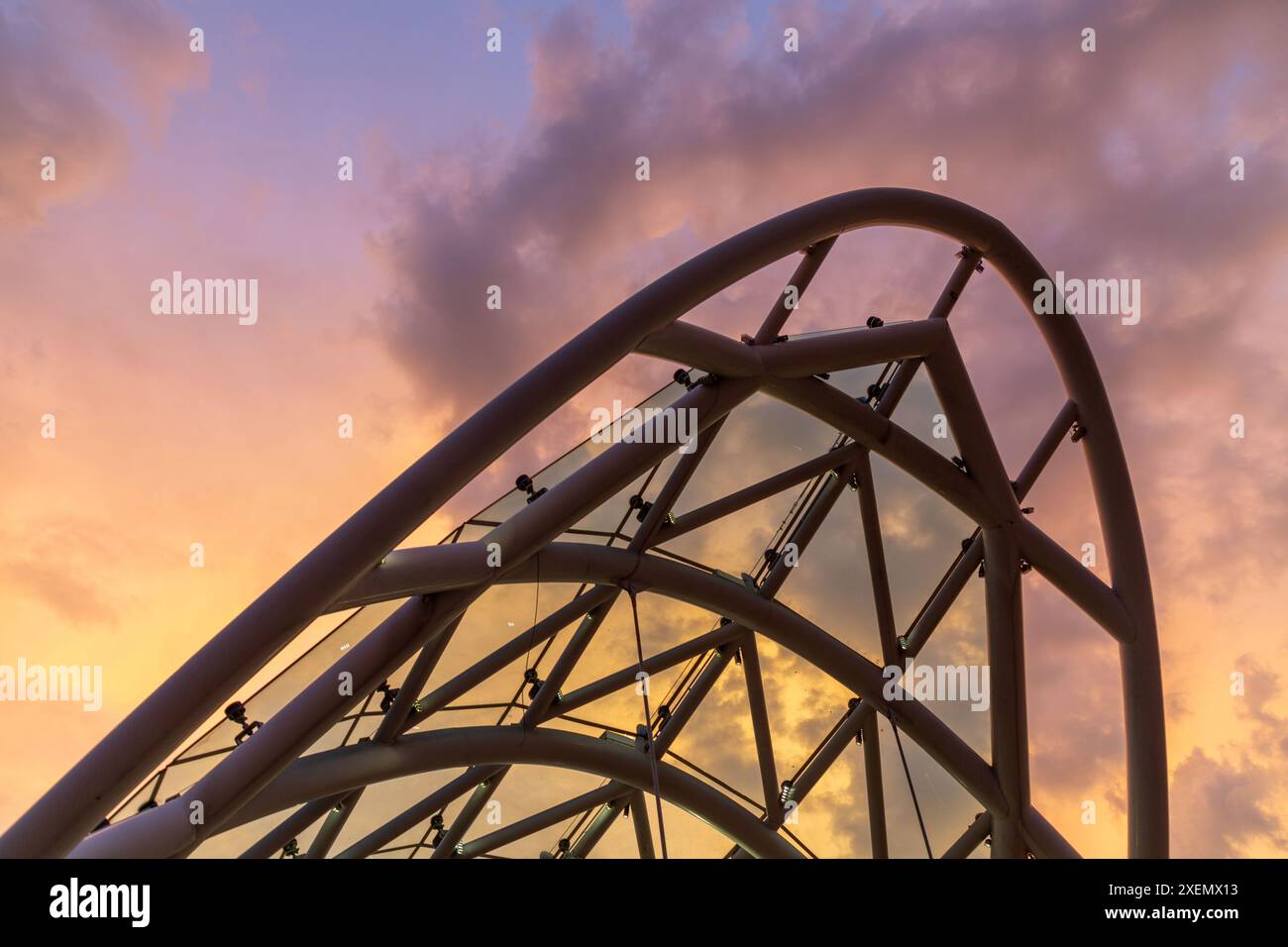The Bridge of Peace is a bow shaped pedestrian bridge, a steel and ...