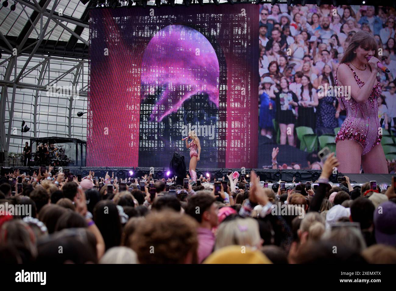EDITORIAL USE ONLY Taylor Swift performing on stage at the Aviva ...