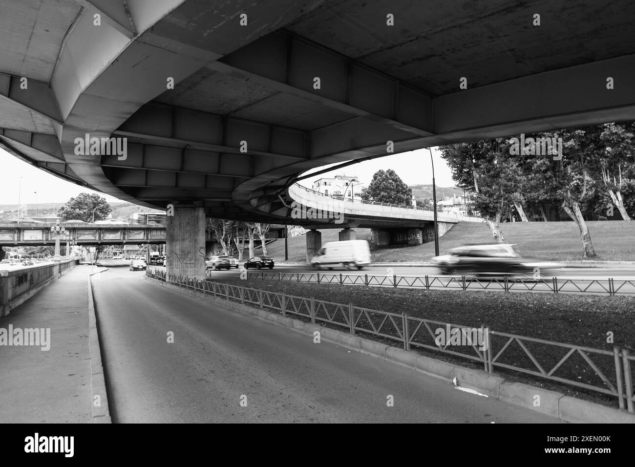 Tbilisi, Georgia - 16 JUNE, 2024: Overpass and urban traffic on the ...