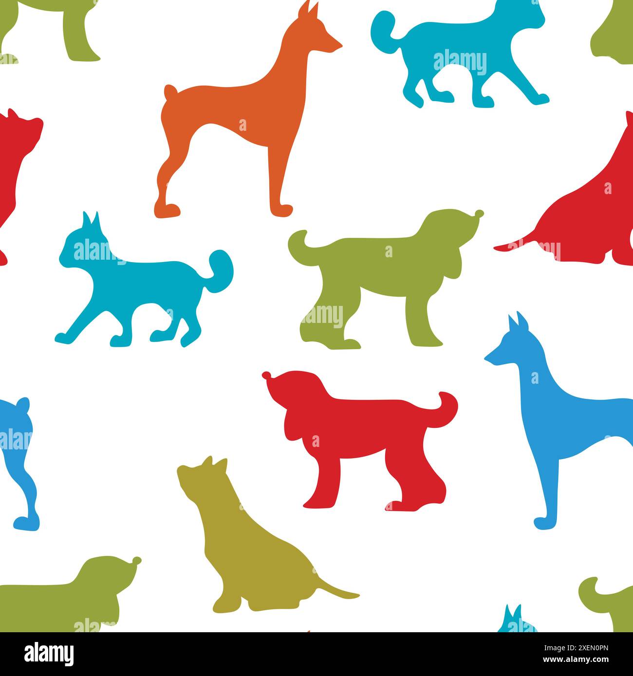 Vector seamless repeating childish pattern with cute dogs, cats in ...