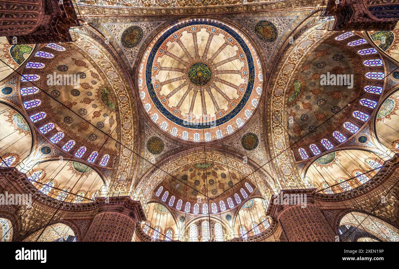 Blue Mosque stained glass, Istanbul, Turkey. Blue Mosque or Sultan ...