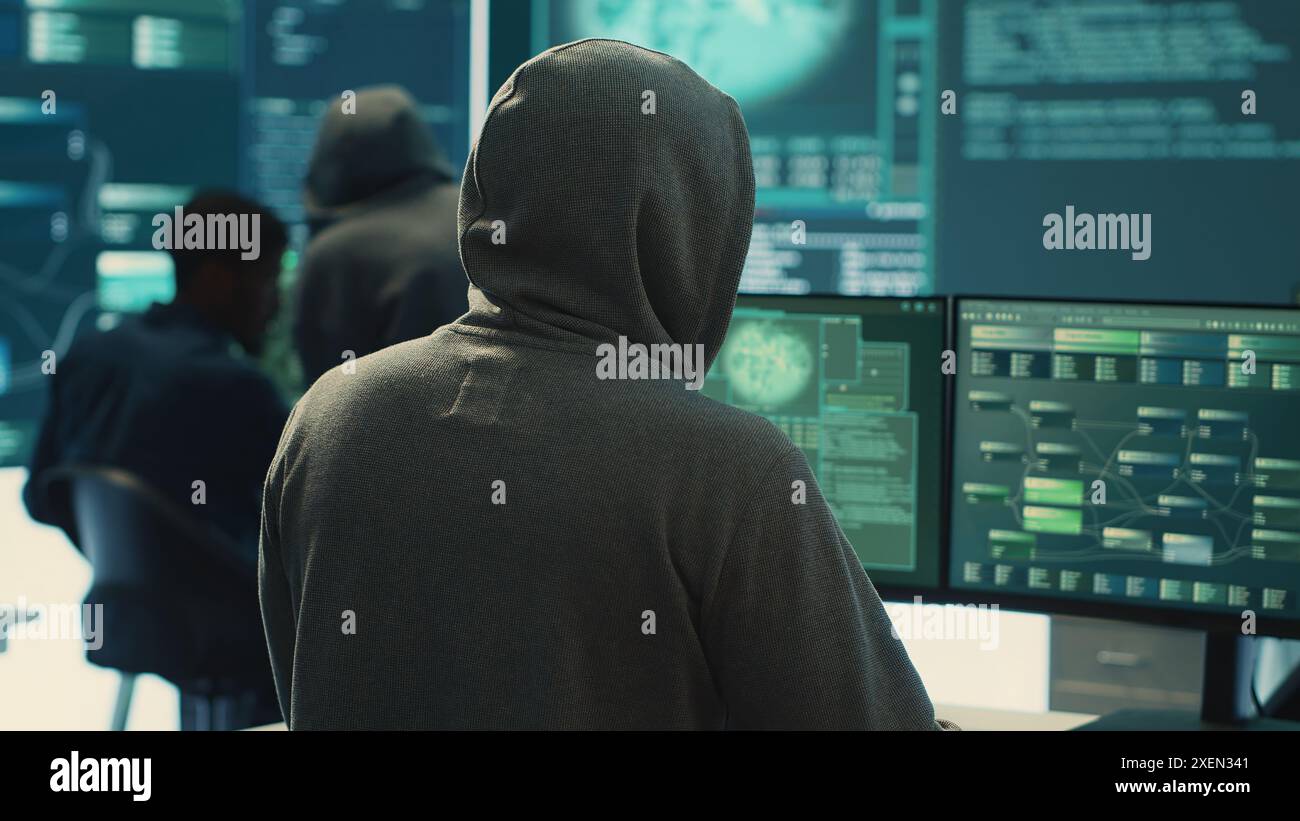 Cyber security specialist conducting cyber surveillance and threat ...