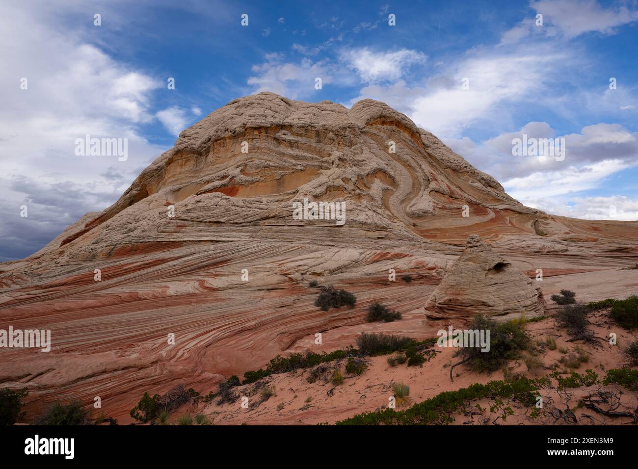 Surreal landscape of White Pocket with storm clouds gathering overtop ...