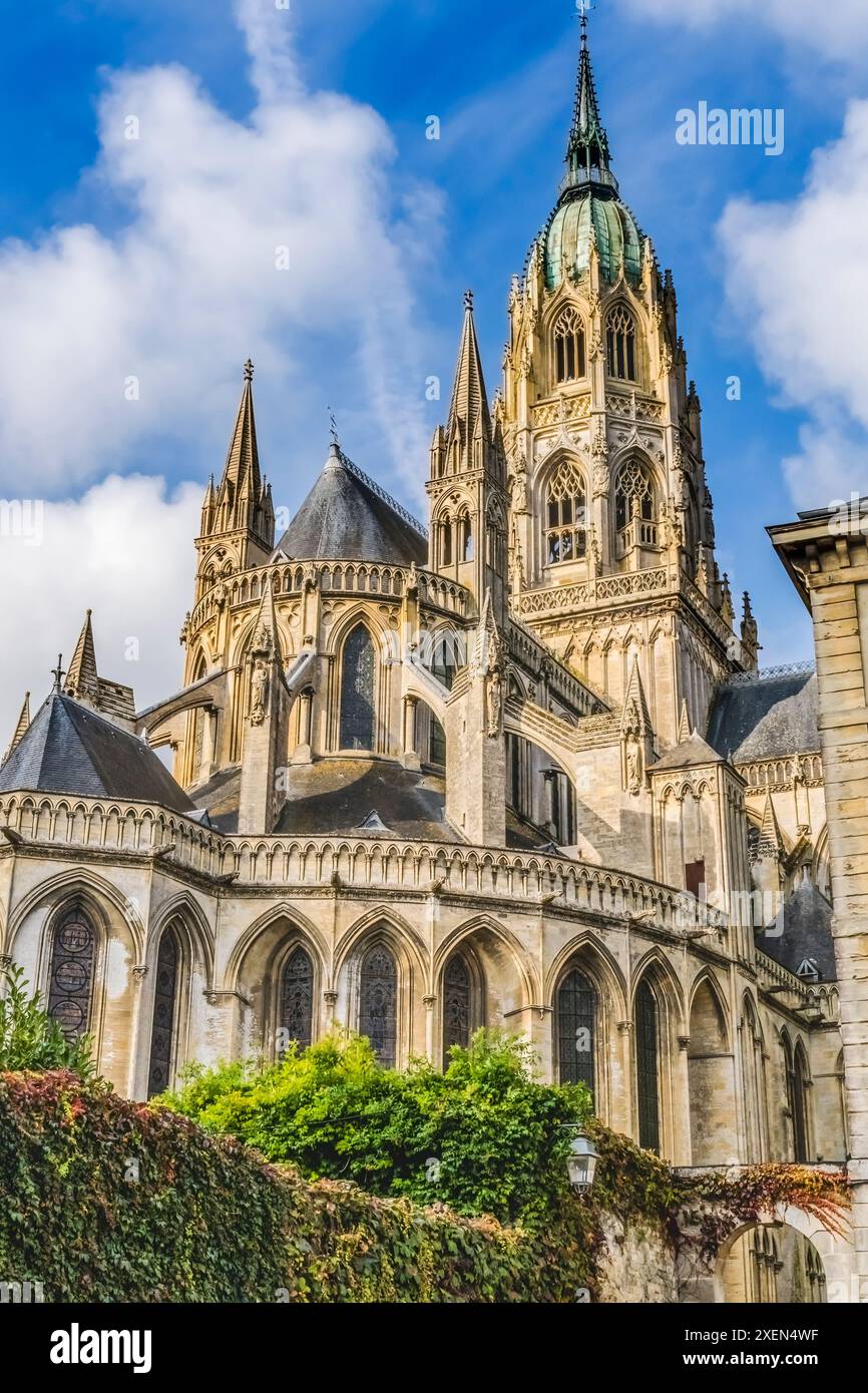 Outside, Bayeux Cathedral, Bayeux, Normandy, France. Catholic church ...