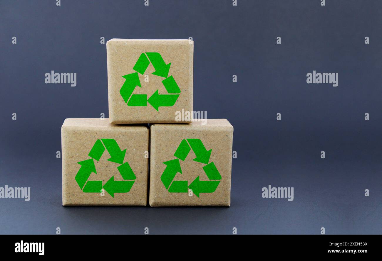 Group of boxes with recycling symbol Stock Photo - Alamy