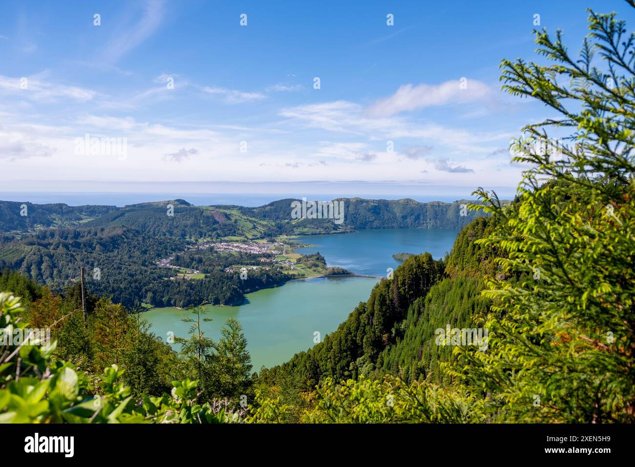Blue and Green Lakes (Lagoa das Sete Cidades). Island of Sao Miguel ...
