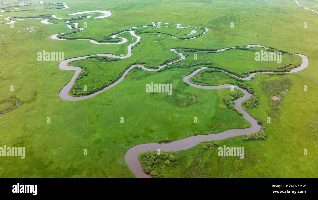 XILINGOL LEAGUE, CHINA - JUNE 28, 2024 - A view shows the winding ...