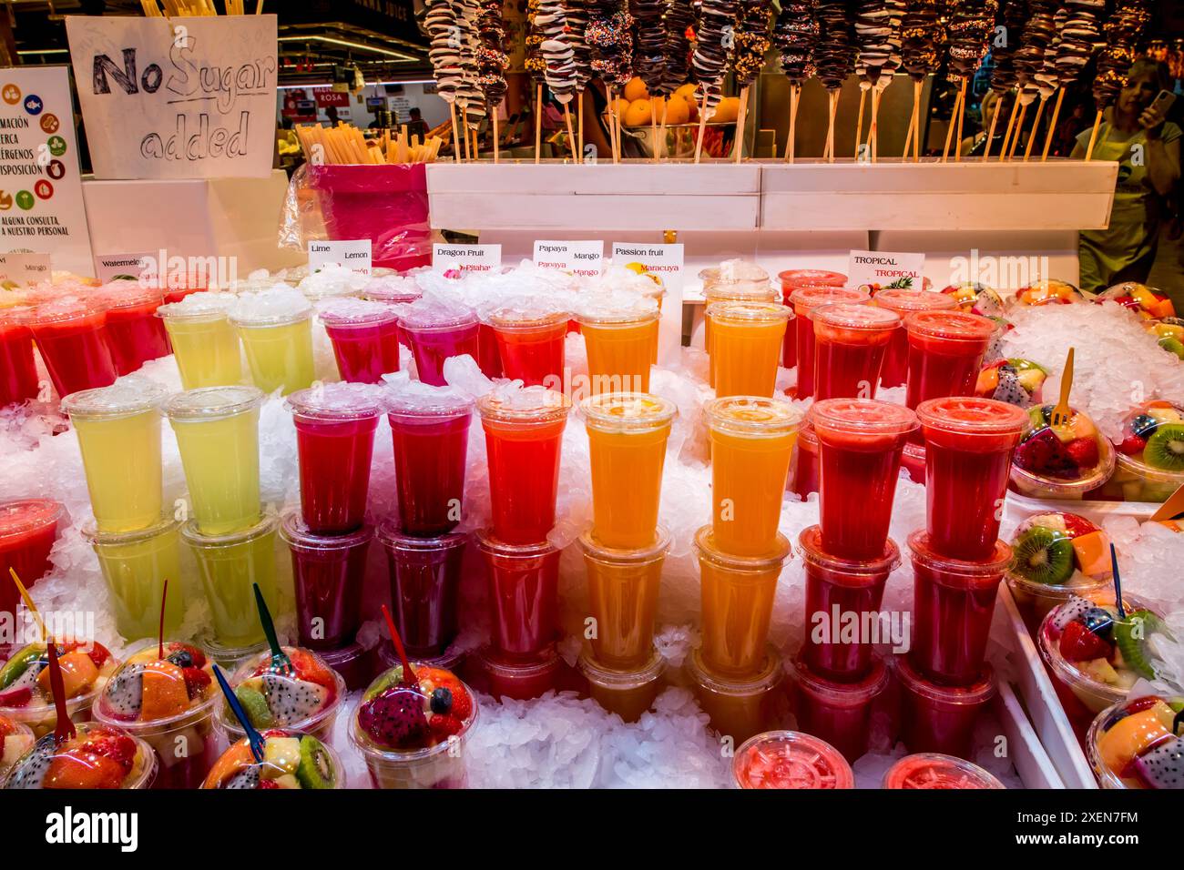 Fresh juice at the Mercat de Sant Josep de la Boqueria is Barcelona's most famous public market ...